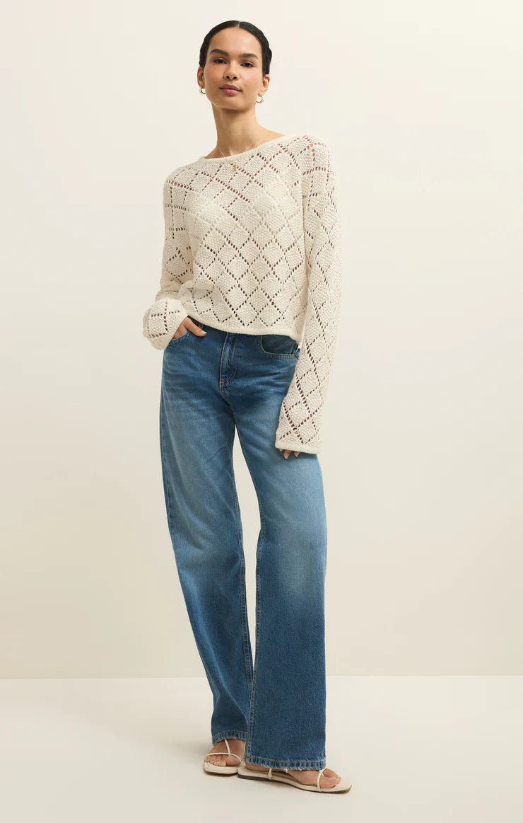 Z Supply Hullen Diamond Crochet Sweater | Estella Boutique